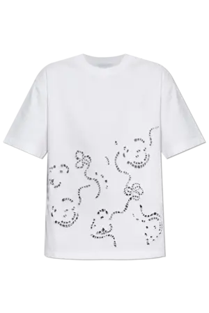GANNI T-shirt With Openwork Pattern - White