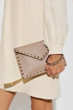 Valentino Garavani Leather Studded Clutch