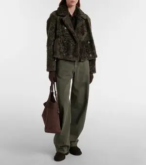 Brunello Cucinelli Monili Shearling-trimmed Suede Lace-up Boots - Brown