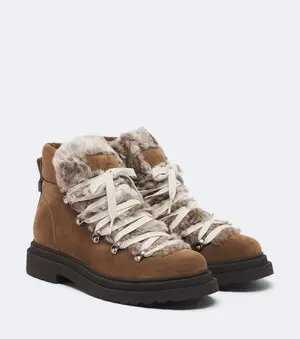 Brunello Cucinelli Suede Lace-up Boots - Brown