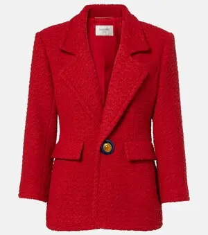 Saint Laurent Wool And Silk-blend Tweed Jacket - Red