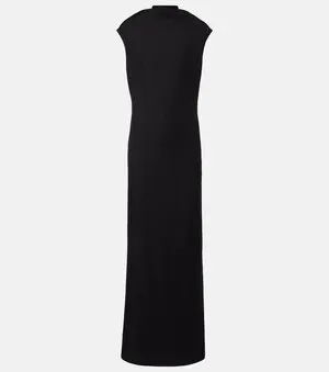 Brunello Cucinelli Monili Draped Wool-blend Gown - Black