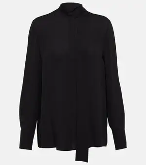 Valentino Garavani Valentino Tie-Neck Silk Georgette Blouse Black