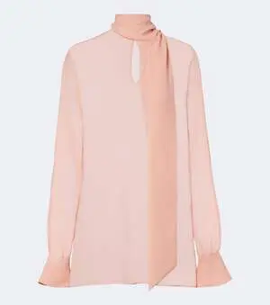 Valentino Garavani Tie-neck Silk Georgette Blouse - Pink