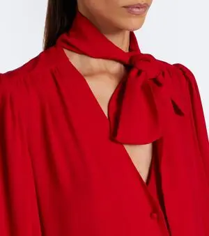 Valentino Garavani Tie-neck Silk Georgette Blouse - Red