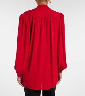 Valentino Garavani Tie-neck Silk Georgette Blouse - Red