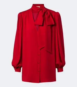 Valentino Garavani Tie-neck Silk Georgette Blouse - Red