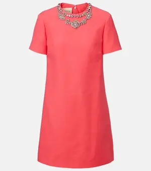 Valentino Garavani Crepe Couture Embellished Mini Dress - Pink