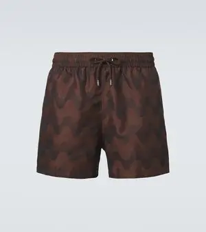 Frescobol Carioca Rio Printed Jacquard Swim Trunks - Brown