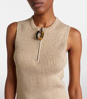JW Anderson Ribbed-knit Cotton-blend Tank Top - Beige