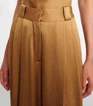 BLAZÉ MILANO Dijon Satin Palazzo Pants - Brown