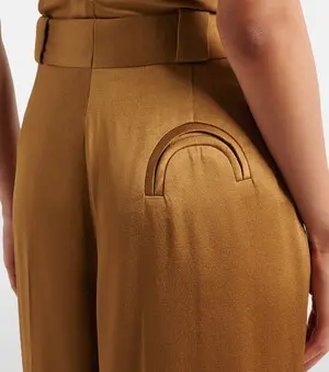 BLAZÉ MILANO Dijon Satin Palazzo Pants - Brown