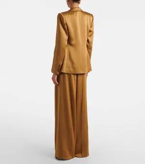 BLAZÉ MILANO Dijon Satin Palazzo Pants - Brown
