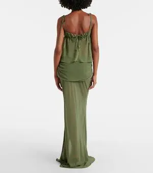 BANANHOT Adelina Draped Maxi Skirt - Green
