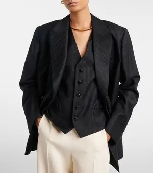 BLAZÉ MILANO Feral Pinstriped Virgin Wool Vest