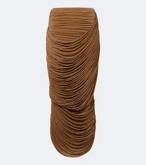 Magda Butrym Draped Ruched Jersey Midi Skirt - Brown