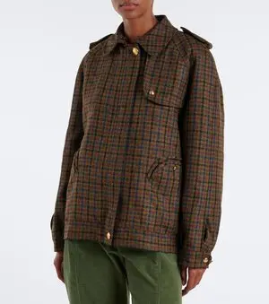BLAZÉ MILANO Chausie Checked Virgin Wool Jacket - Green