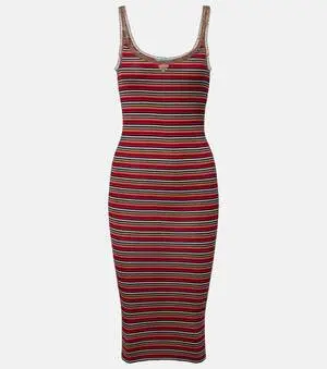 Prada Ribbed-knit Midi Dress - Red