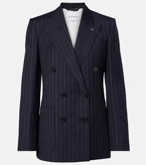 Givenchy Pinstripe Double-breasted Wool Blazer - Blue
