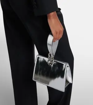 FERRAGAMO Gancini Metallic Leather Clutch