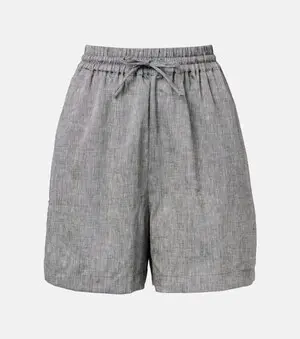 ASCENO Asceno Heathered Grey Linen Drawstring Shorts