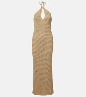Staud Isola Crochet Embellished Cotton Beach Dress - Beige