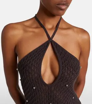 Staud Isola Crochet Embellished Cotton Beach Dress - Brown