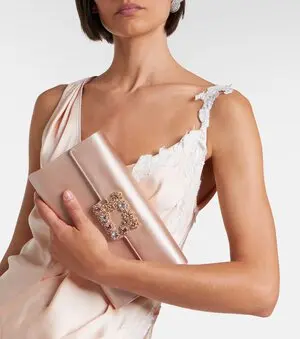 ROGER VIVIER Efflorescence Embellished Satin Clutch