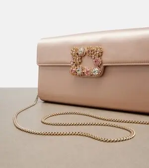 ROGER VIVIER Efflorescence Embellished Satin Clutch
