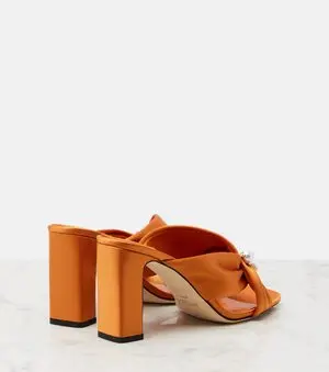 JIMMY CHOO Rafi Embellished Satin Mules