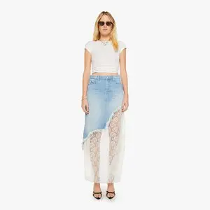 MOTHER The Peek-a-boo Maxi Skirt - Light Blue