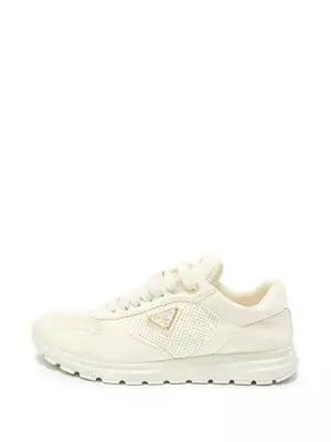 Prada Perforated Lace-up Sneakers - Neutrals