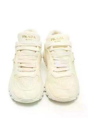 Prada Perforated Lace-up Sneakers - Neutrals