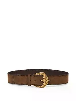 Etro Suede Belt With Paisley Buckle - Brown
