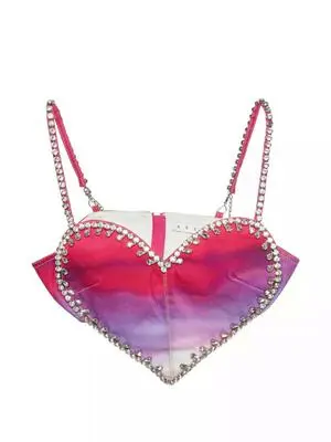 AREA Ombre Crystal-embellished Top - Pink