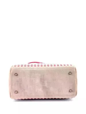 Dior Lady Bag Woven Tweed With Cannage Quilt Lambskin Tote Bag - Pink