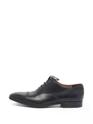 FERRAGAMO Brogue Detail Lace-up Oxford Shoes - Black