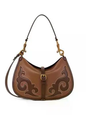 Etro Medium Leather Pony Bag With Texan Embroidery