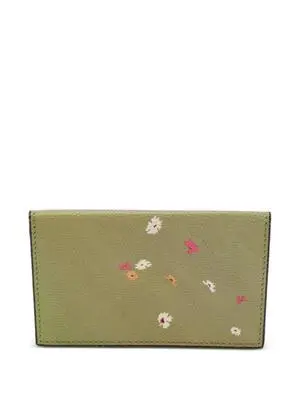 VALEXTRA Onda Floral-print Card Holder - Green