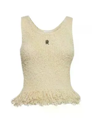Rabanne Logo Plaque Fringed Knit Top