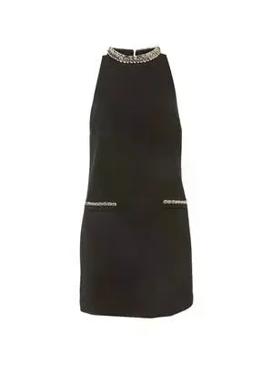 Sandro Crystal-embellished Crepe Mini Dress - Black