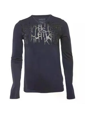Calvin Klein Print V-neck Sweater - Blue