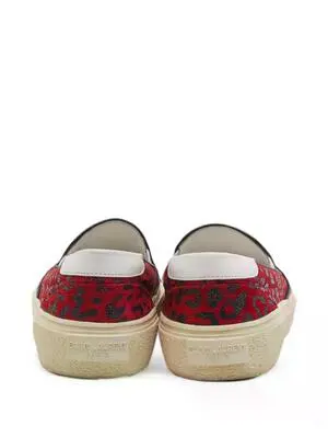 Saint Laurent Leopard Print Suede Slip-on Sneakers
