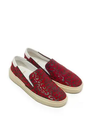 Saint Laurent Leopard Print Suede Slip-on Sneakers