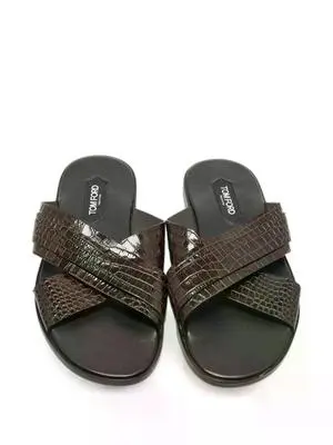 TOM FORD Preston Croc-embossed Sandals