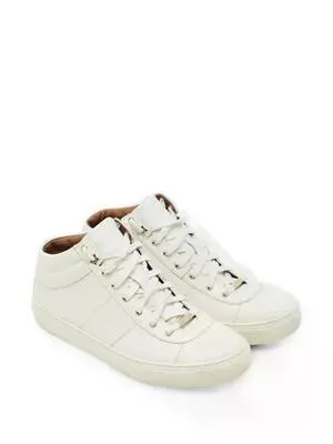 JIMMY CHOO Leather Lace-up Sneakers - White