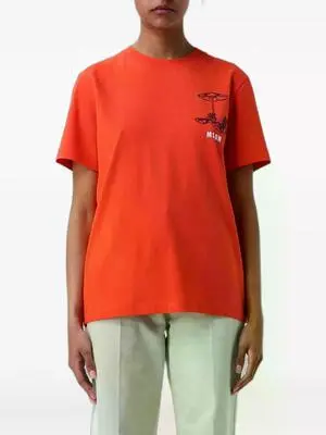 MSGM Logo Print Cotton T-shirt