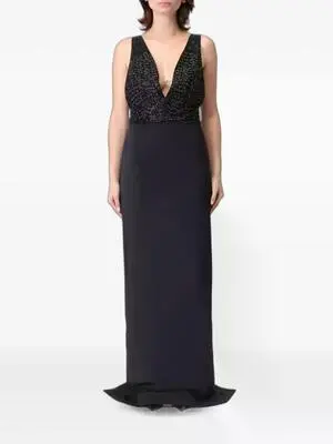 Elisabetta Franchi Embellished Maxi Gown - Black