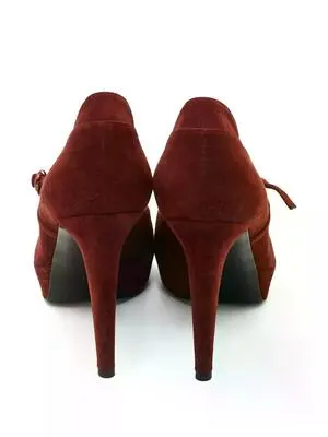 SERGIO ROSSI Burgundy Suede Mary Jane Platform Pumps