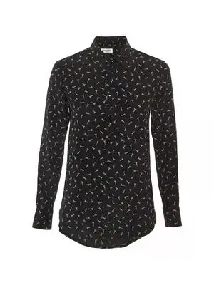 Saint Laurent Silk Eiffel Tower Print Shirt